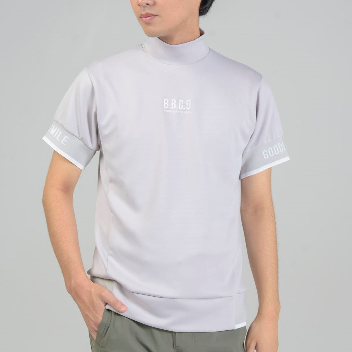 Men's JACQUARD LETTERS MOCK NECK｜light gray（A1-2504-11） – BBCO
